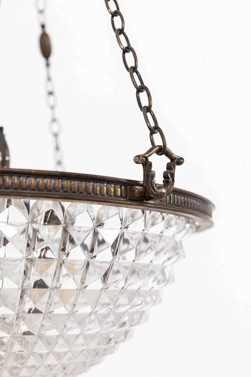 X-Large 14" Holophane 'Crystal' Cut Glass Plafonnier Bowl Light ...