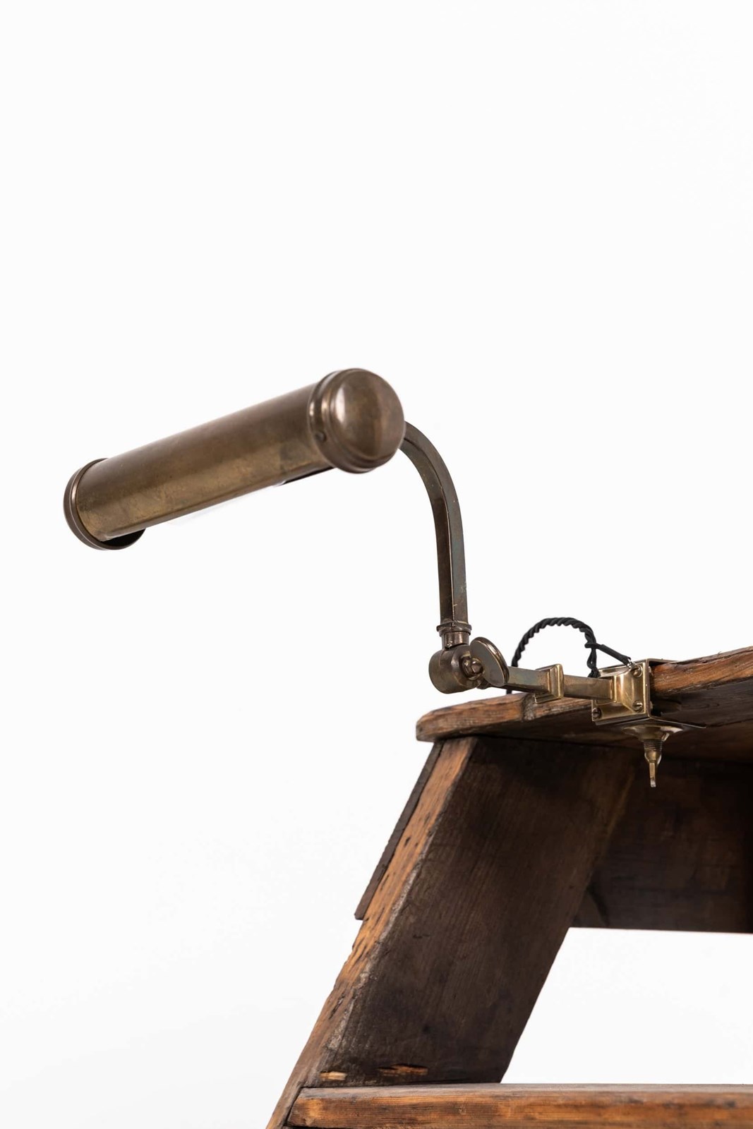 Vintage Industrial Brass Shelf Clamp Lamp - Decorative Collective