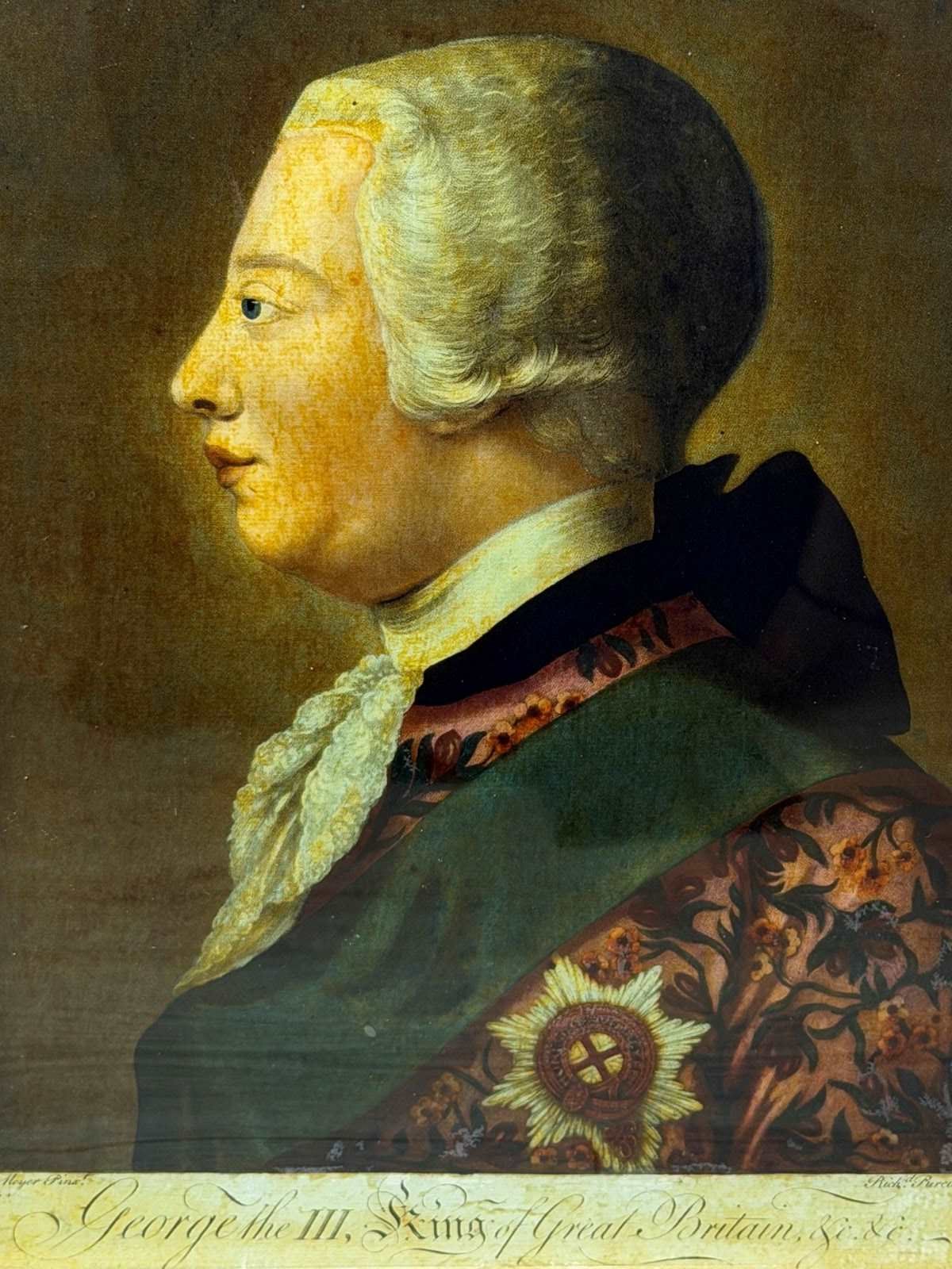 18Th Century Reverse-Painted Glass Mezzitint Portrait Of King George ...