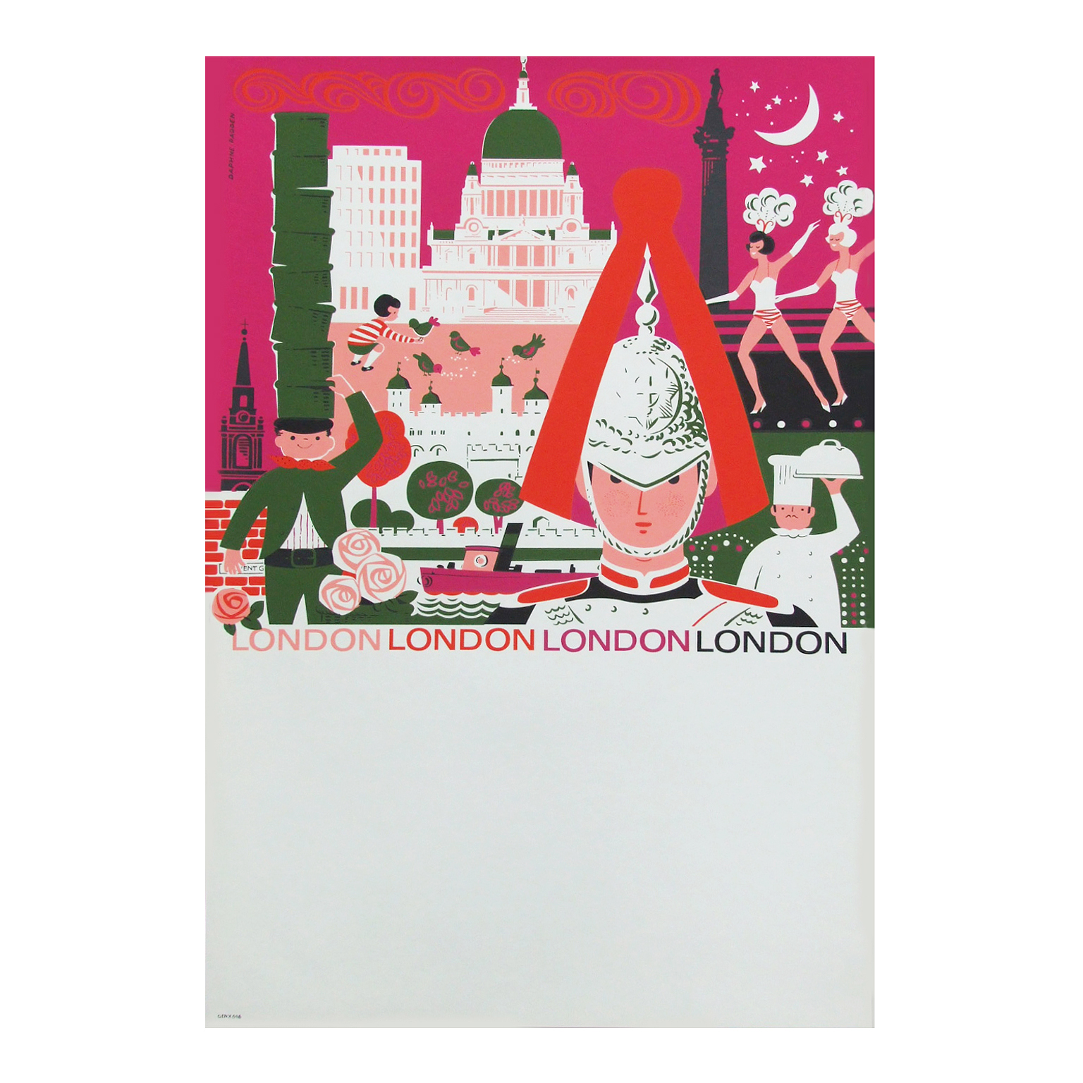 1960s London Travel Poster by Daphne Padden - Decorative Collective