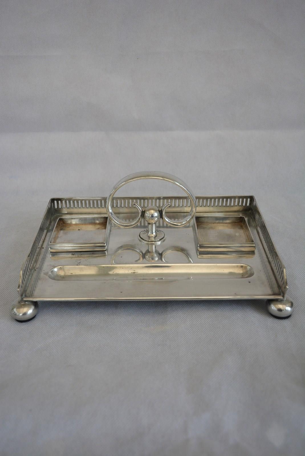 English Walker And Hall Silver Plated Ink Stand Desk Stand - Decorative ...