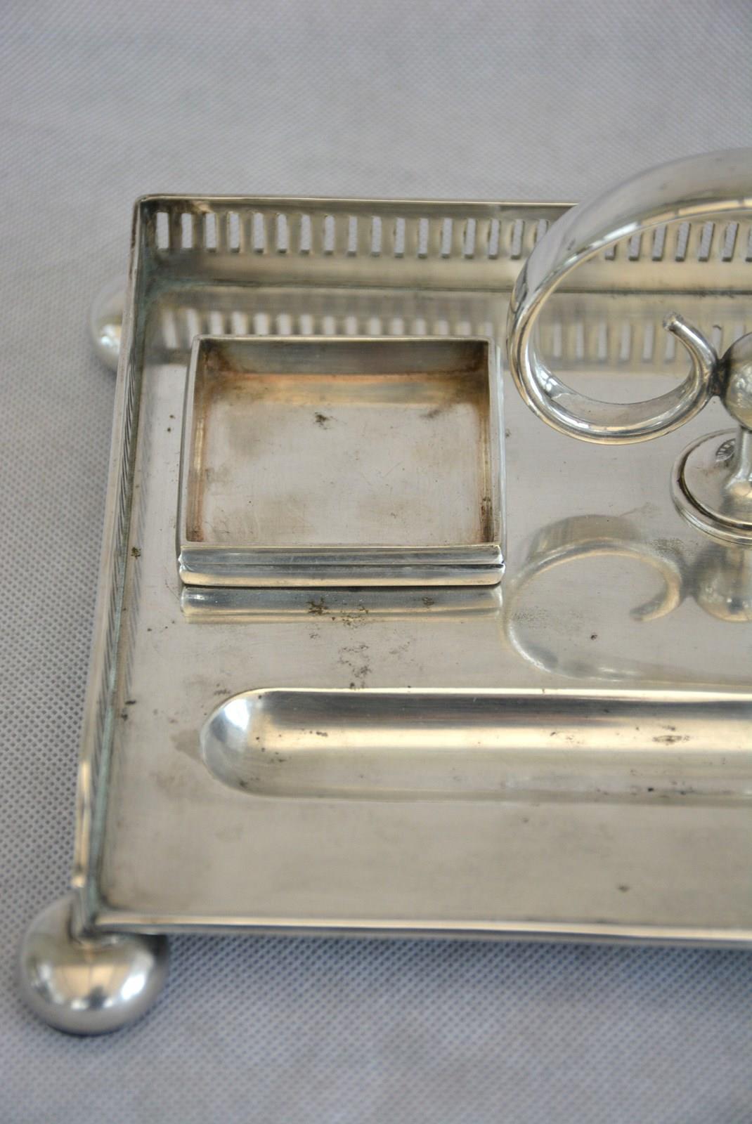 English Walker And Hall Silver Plated Ink Stand Desk Stand - Decorative ...